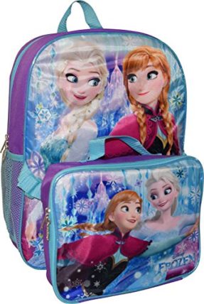 Disney Frozen Anna, Elsa 16″ Backpack With Detachable Matching Lunch Box