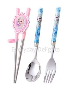 Disney Frozen Queen Elsa Kids Children Fork Spoon Training Chopsticks ...