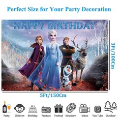 YanXi Frozen Backdrop Birthday Banner for Girl Frozen Birthday Party ...